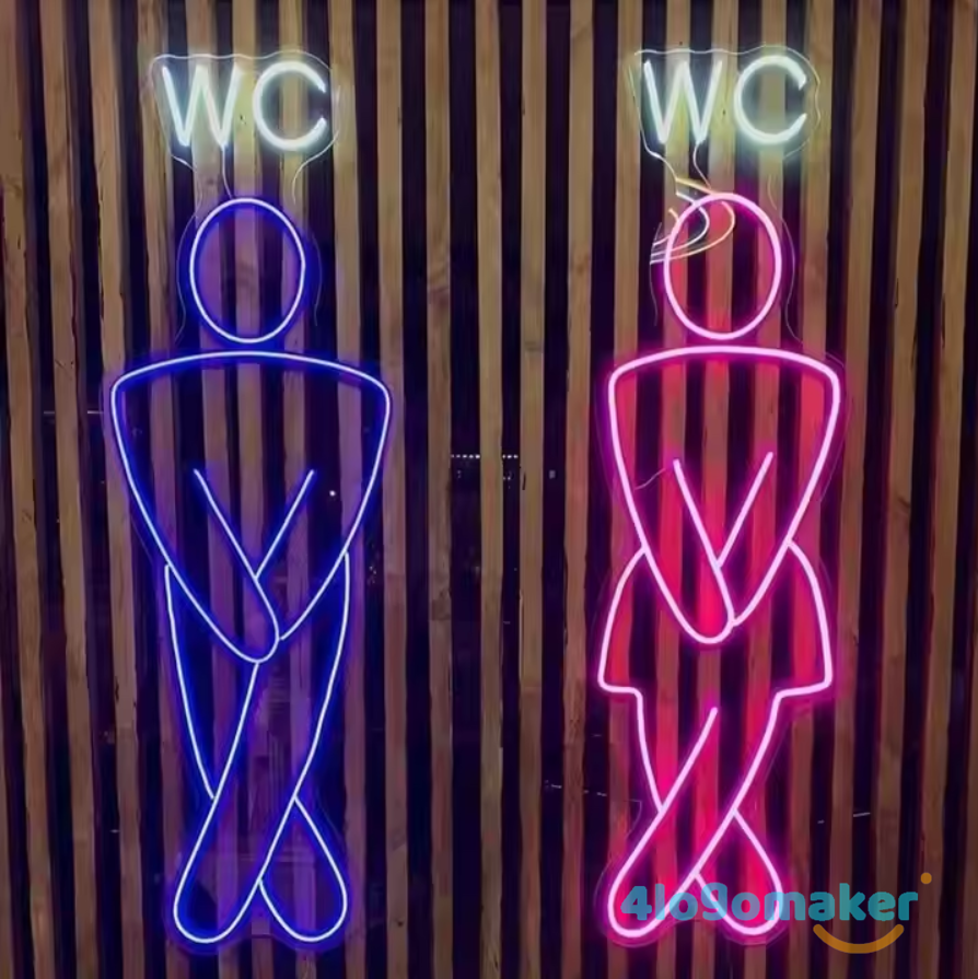 Neon Toilet Sign Restroom, WC Neon Signs, Men & Women Toilet Sign Neon ...
